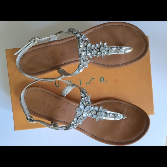 Unisa | Shoes | Unisa Silver Rhinestone Sandals 8 | Poshmark